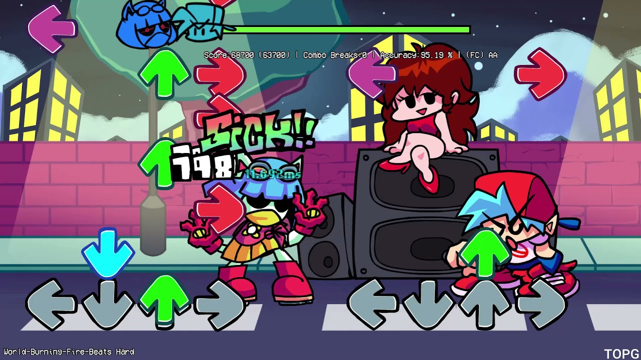 FNF vs Night of the Funky Bot - World Burning Fire Beats (FC) (FNF Mods ...