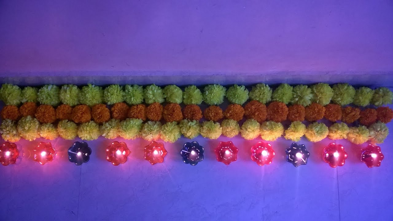 Easy Border Rangoli With Flowers | Fulanchi Border Rangoli | Real ...