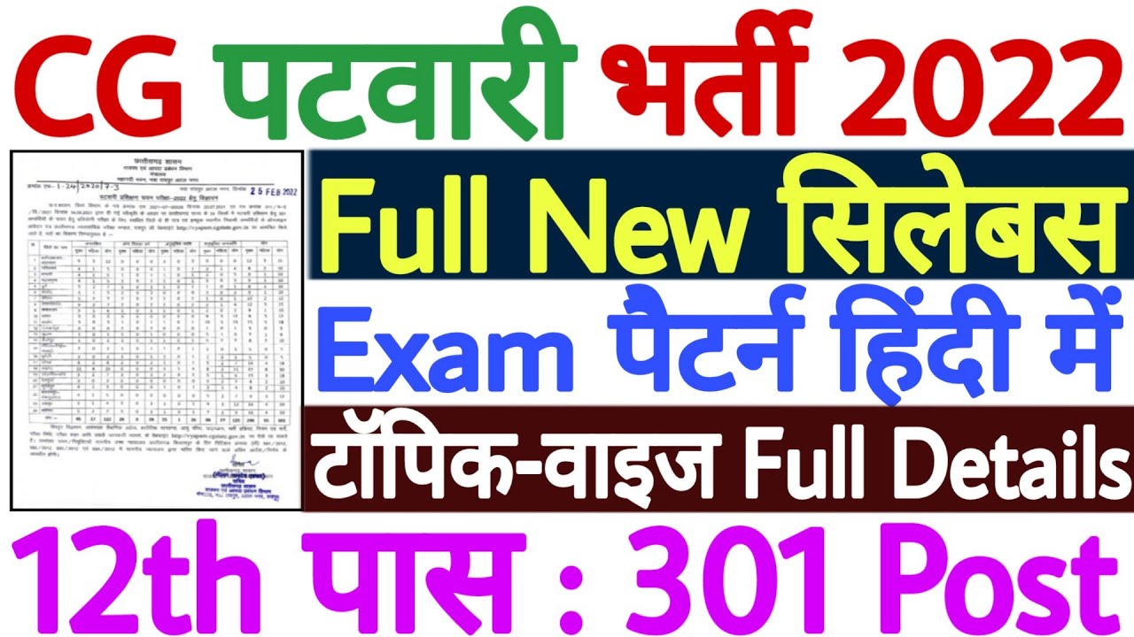 CG Patwari Syllabus 2022 | CG Patwari Vacancy 2022 Syllabus | CG ...