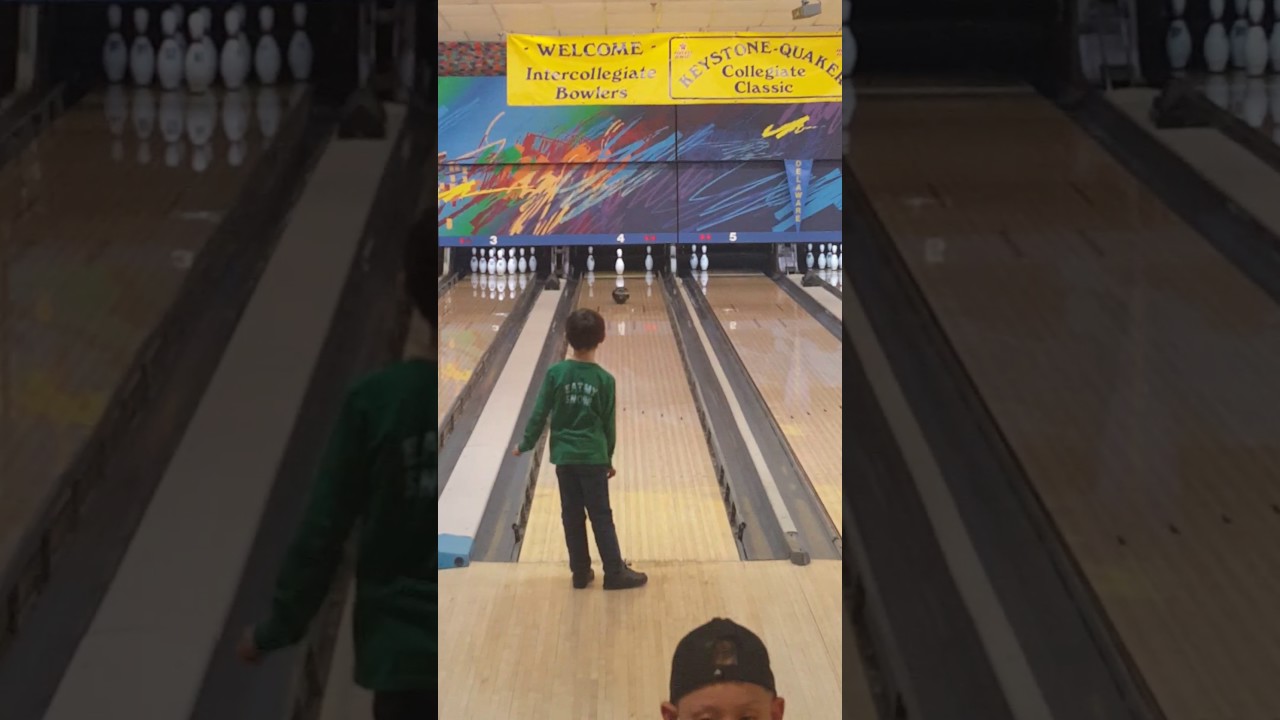 Bowling 1-7-10 split spare by my son who is 6. - YouTube