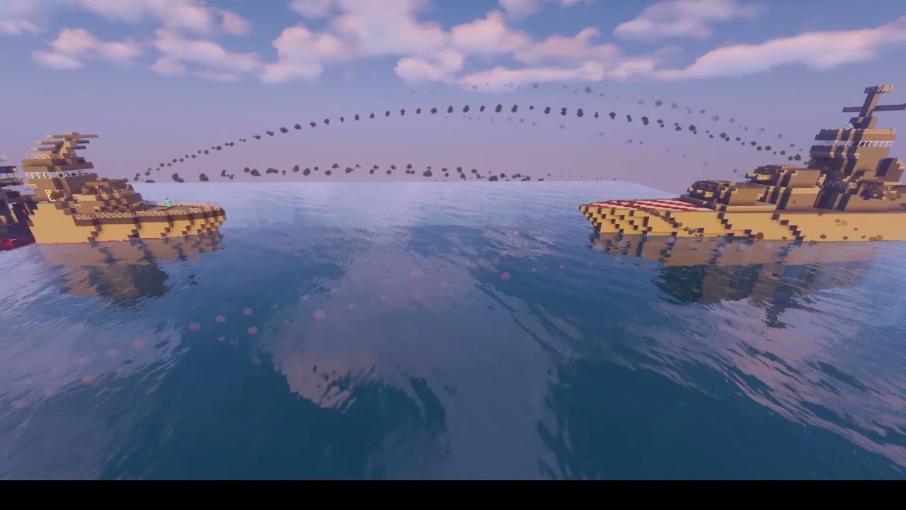 MINECRAFT NAVY BATTLE: 1 Destroyer vs 2 Battleships (CCNet Movecraft ...