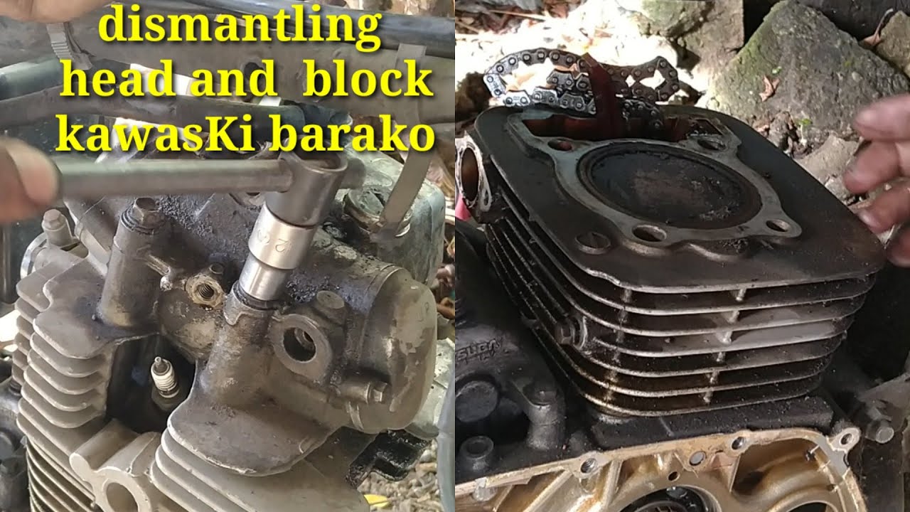 Paano mag baklas ng cylinder head at block NG Kawasaki barako - YouTube