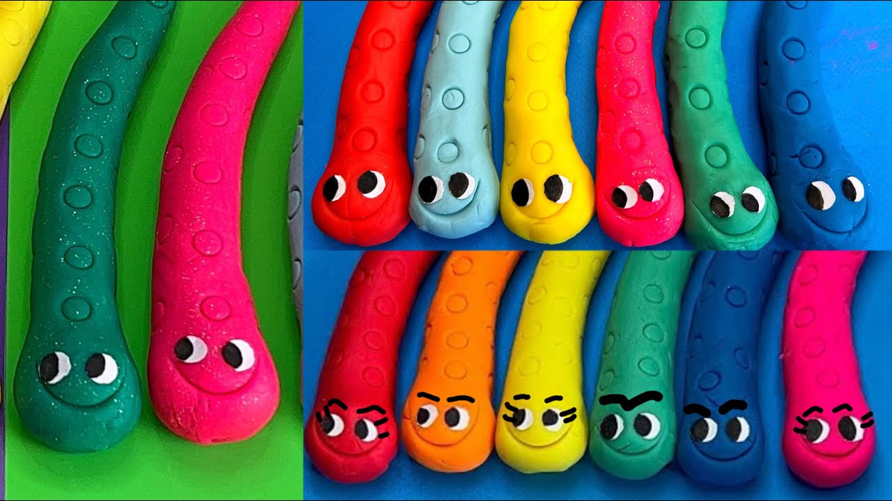 Satisfying Video | Plasticine Rainbow Snakes | ASMR #27 - YouTube