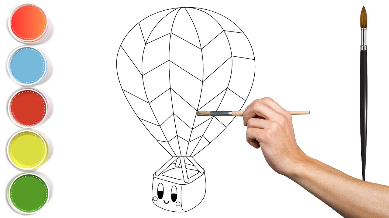 How to Draw a Hot Air Balloon Step by Step. - YouTube