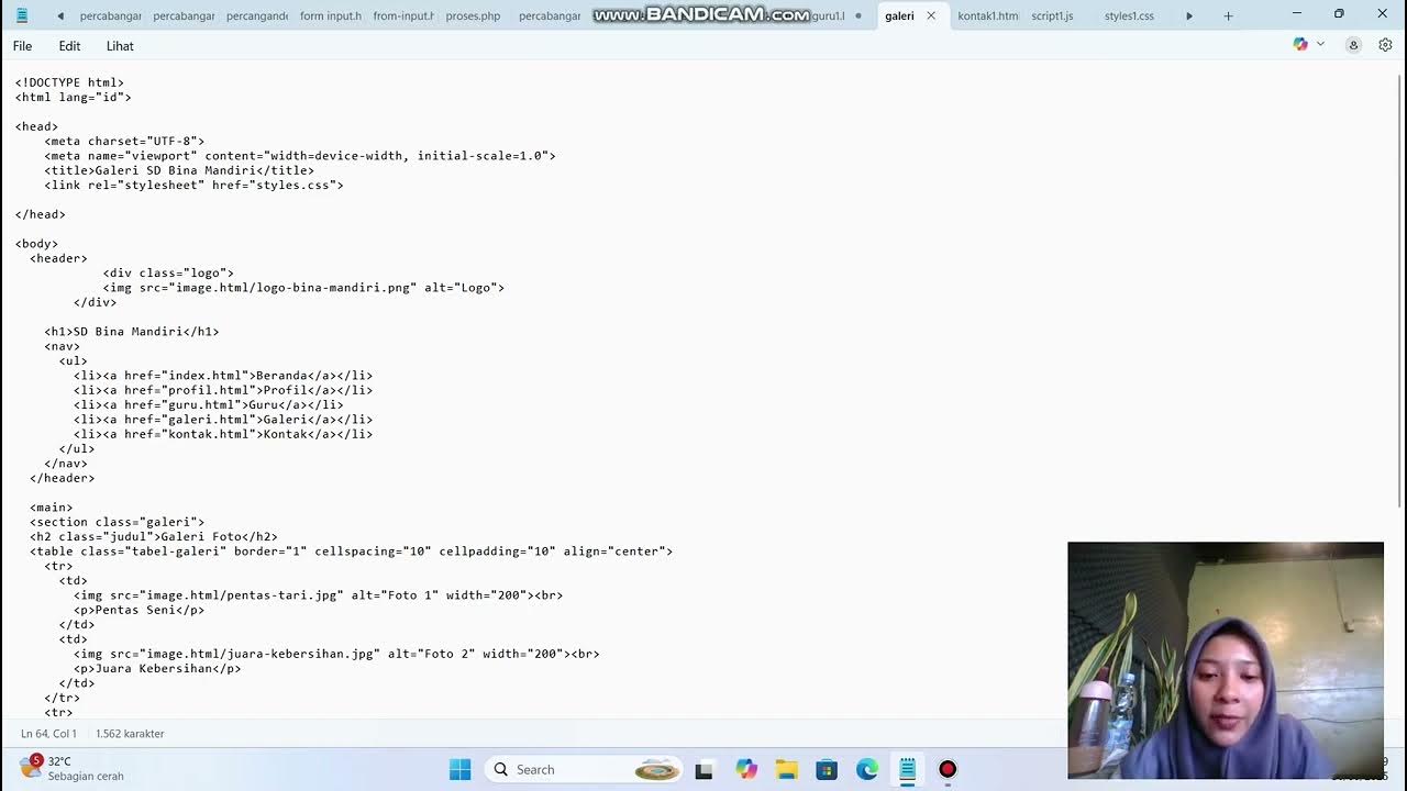 TUGAS AKHIR WEB PROGRAMMING 1 WEBSITE SEKOLAH DASAR "BINA MANDIRI ...