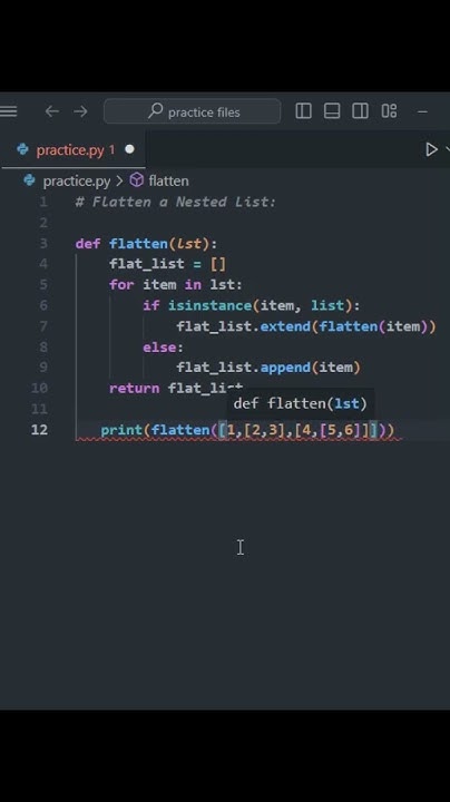 Flatten A Nested List Python Pythonprogramming Coding Learnpython Pythonforbeginners Youtube