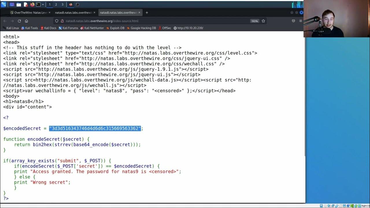 PHP Base64 & Hex Decoding | Natas: OverTheWire (Level 8) - YouTube