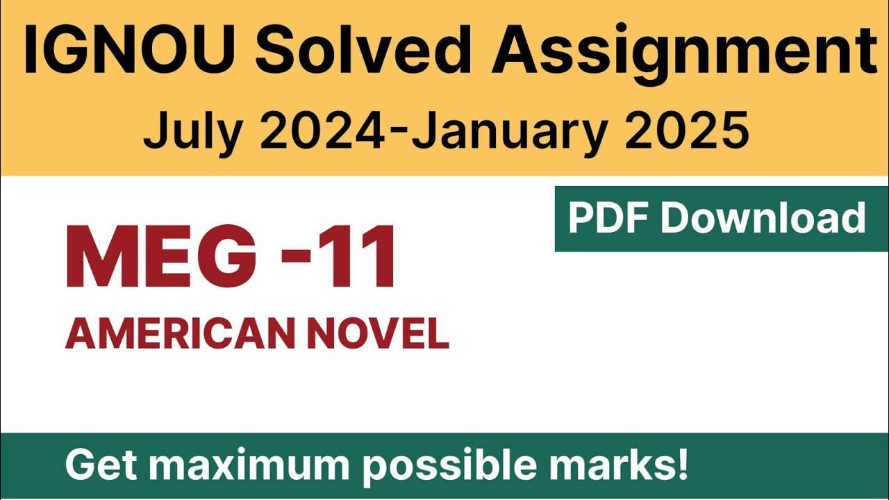 IGNOU MEG 11 Solved Assignment 2024-25 PDF Download - YouTube