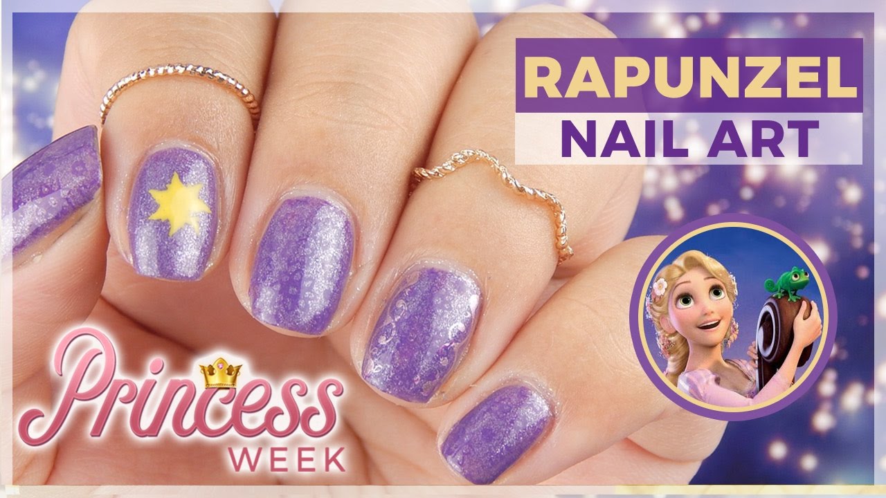 Princess Week: Rapunzel Nail Art Design Tutorial - YouTube