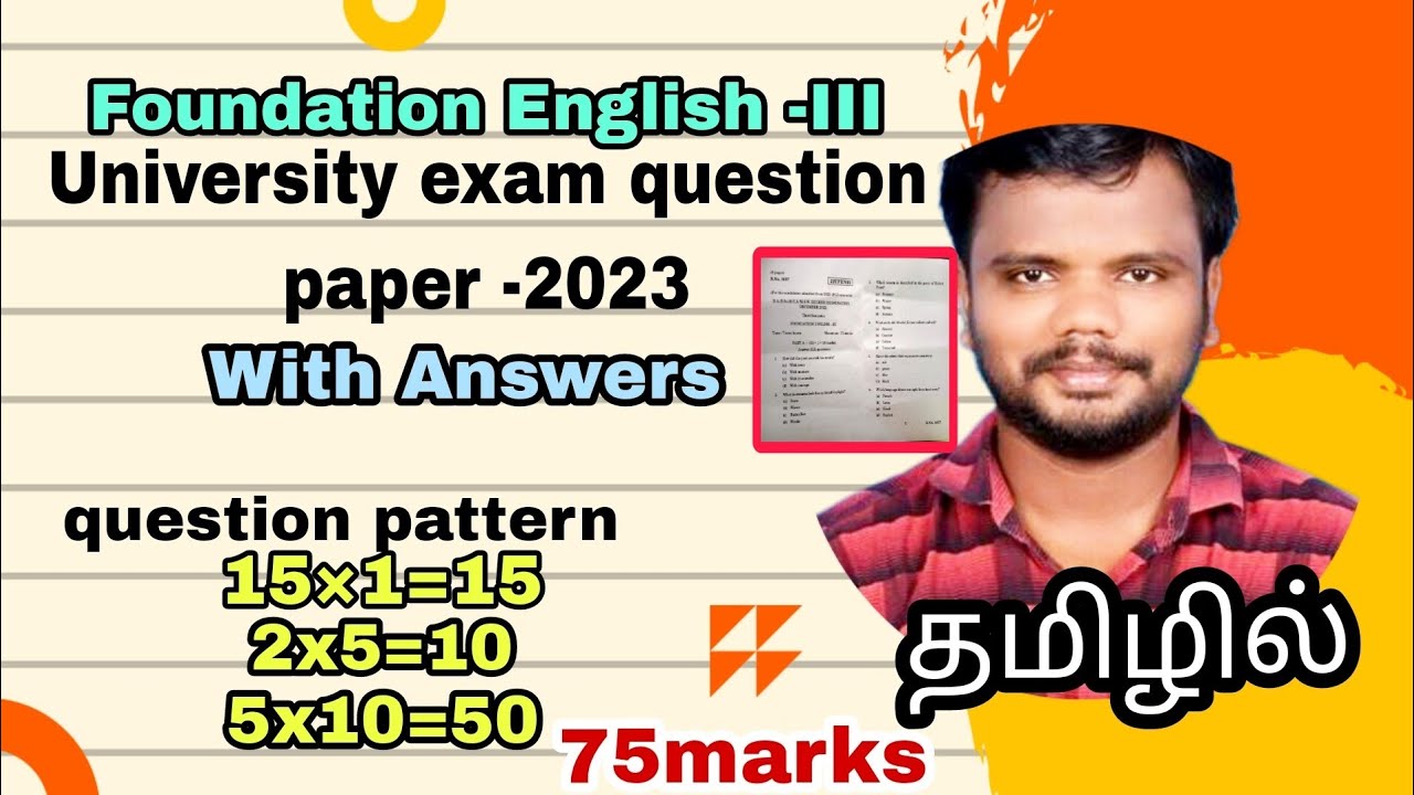 Foundation English -III University exam question paper with answers ...
