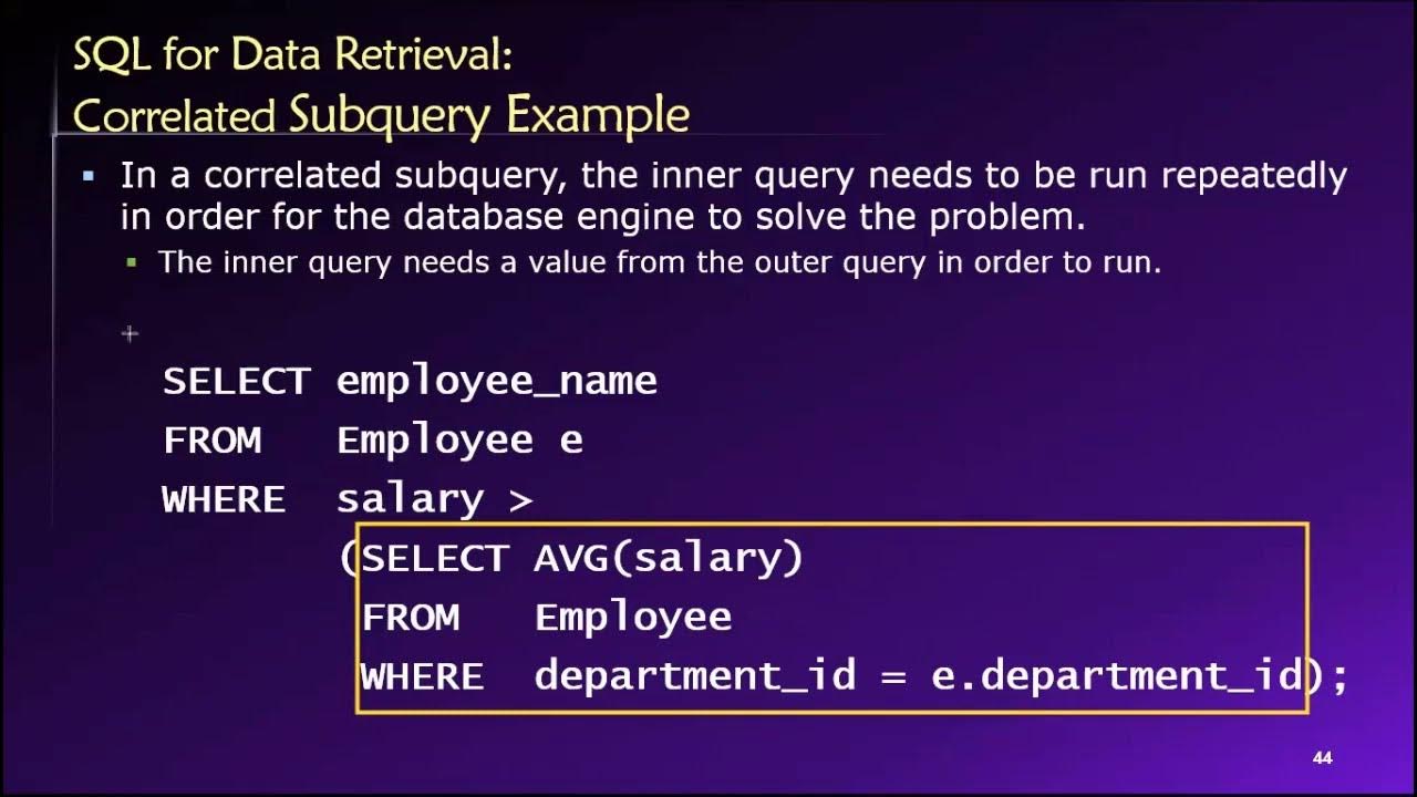 Topic 03 Part 18 Using Subqueries In Sql Youtube