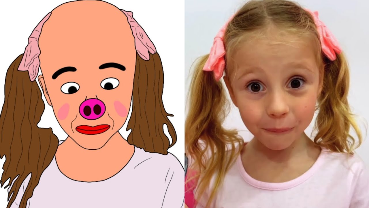 Nastya and Stacy play with edible makeup Drawing Meme | Like Nastya ...