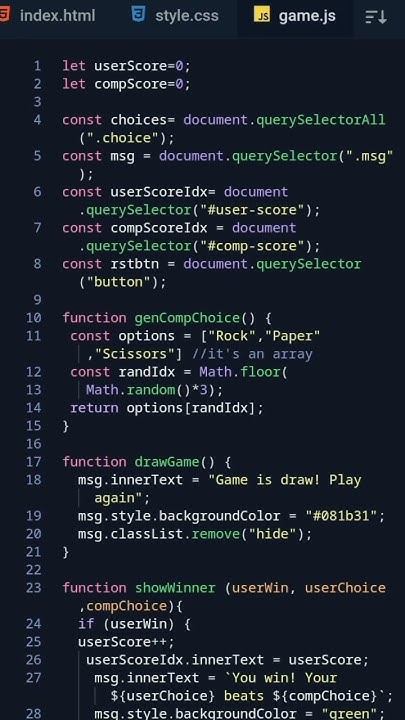 Rock Paper Scissors game using HTML, CSS, JavaScript #coding #expcoding ...