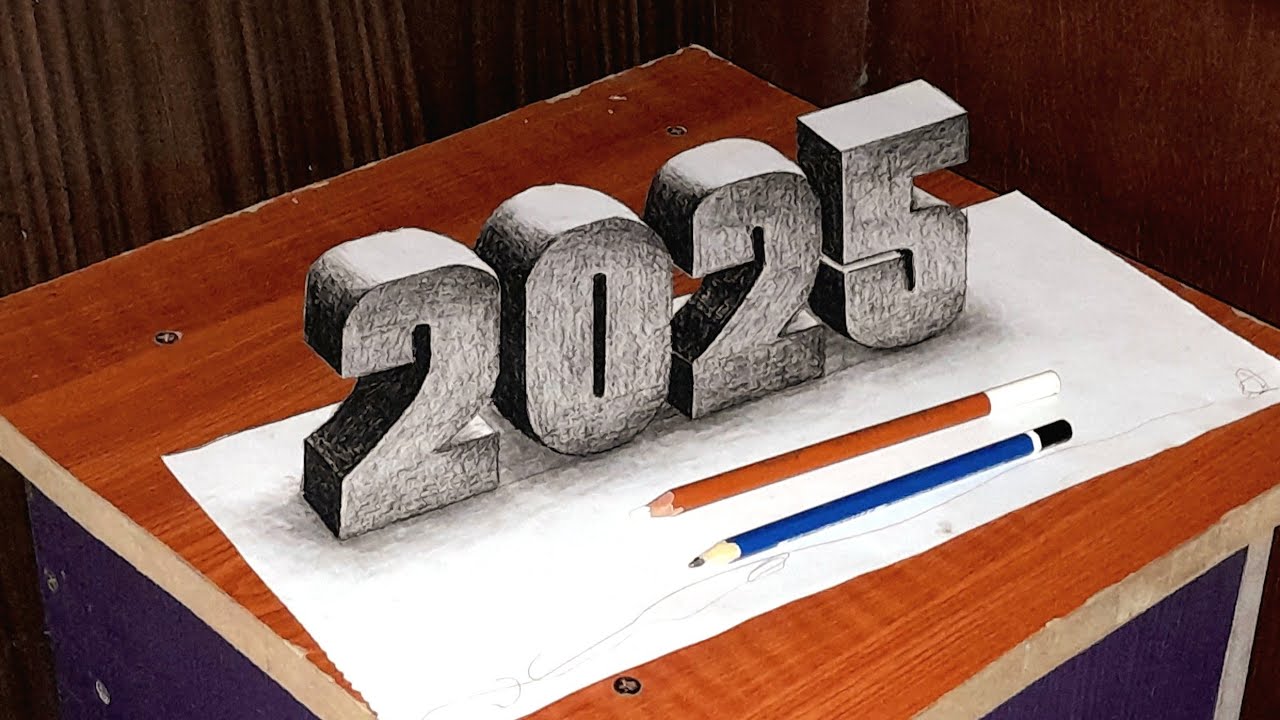 3D Drawing "2025" on Paper - Trick Art - Easy 3D Illusion!! - YouTube