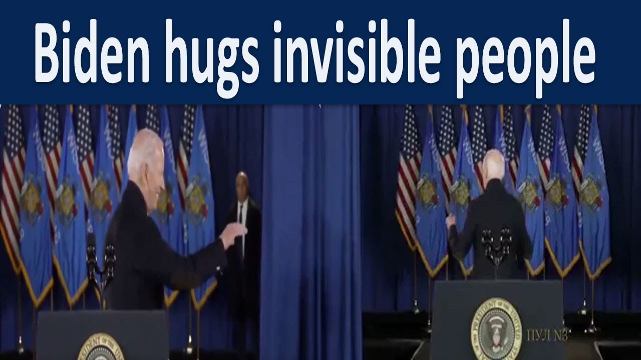 OMG: #Biden hugs, shakes hands with invisible people after speech ...