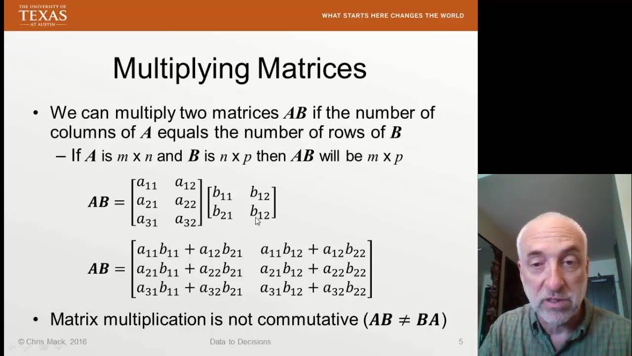 Lecture7 (Data2Decision) Matrix Math - YouTube
