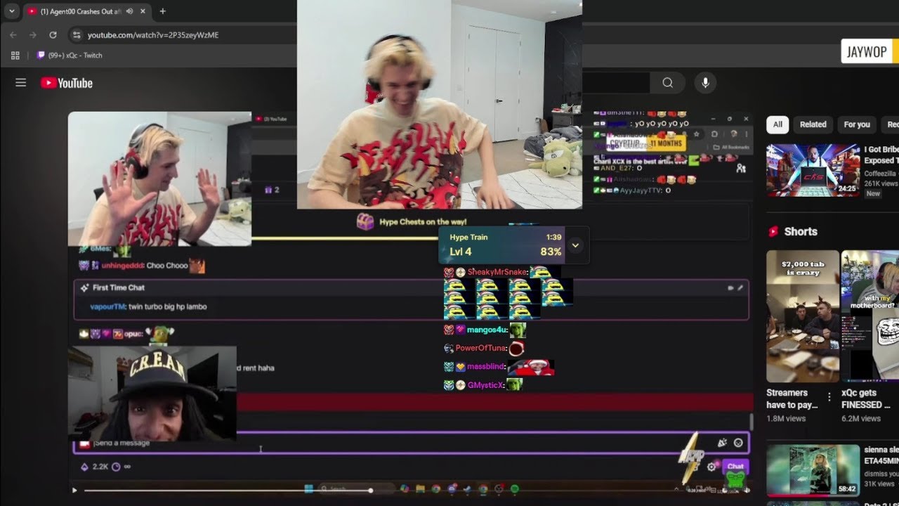 xQc Dies Laughing at Agent00 Crashing Out after he Called his Ferrari ...
