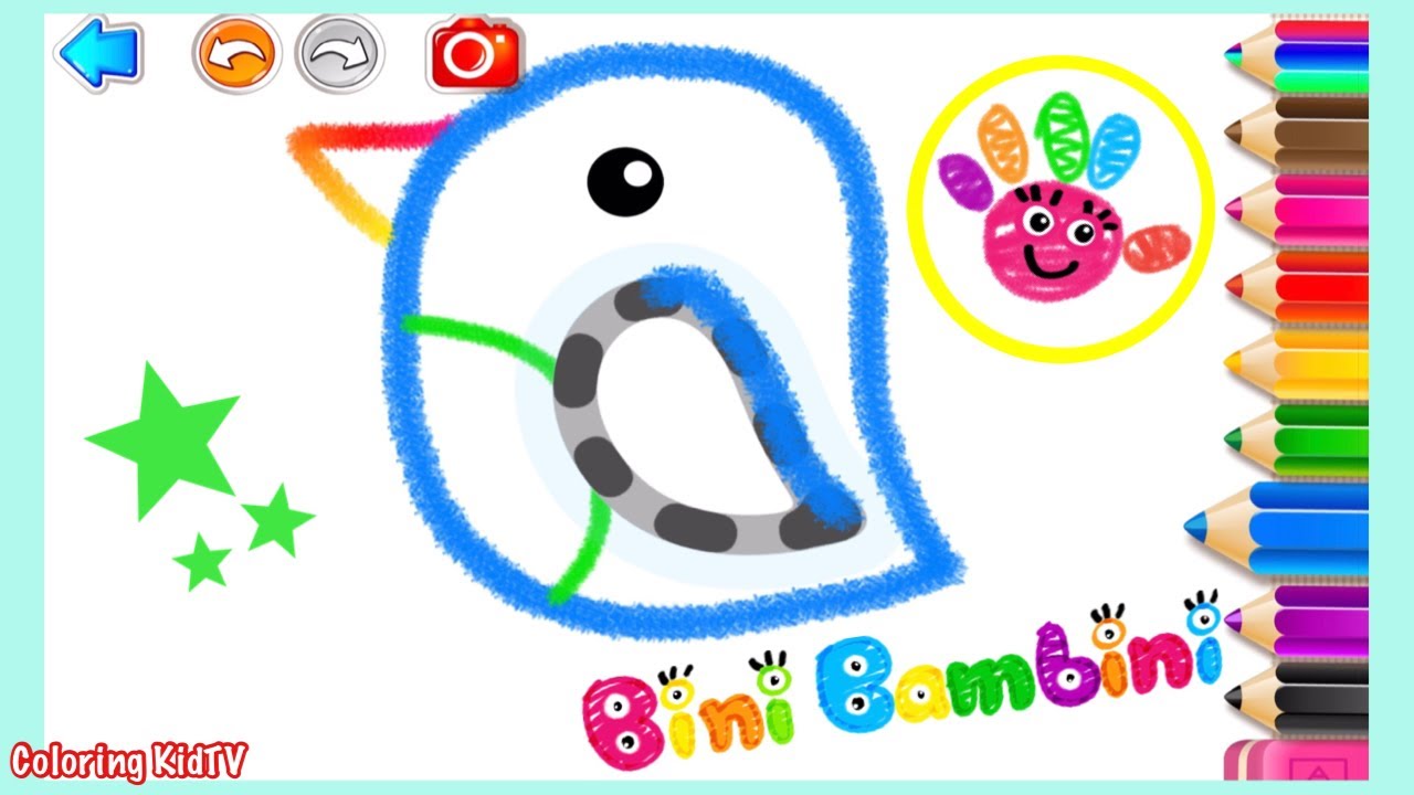 Coloring videos for kids | Coloring an Animated BIRD | Bini Bambini ...
