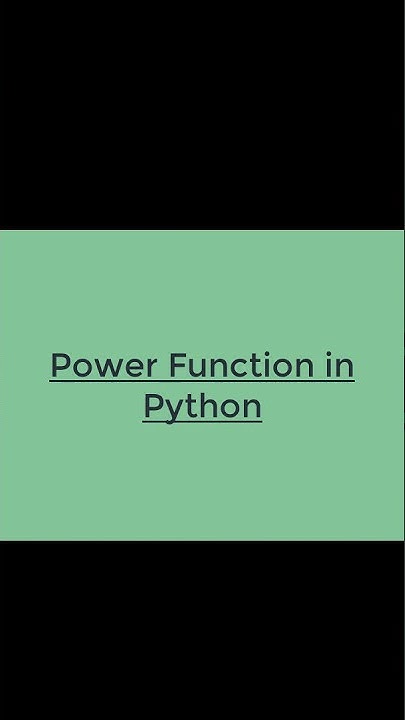 How to use power function to do exponentiation in Python #pythonprogramming #shortvideo - YouTube