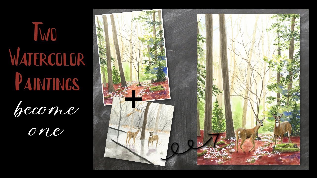 Two watercolor paintings become ONE NEW PAINTING!! 😁 / Speed painting ...
