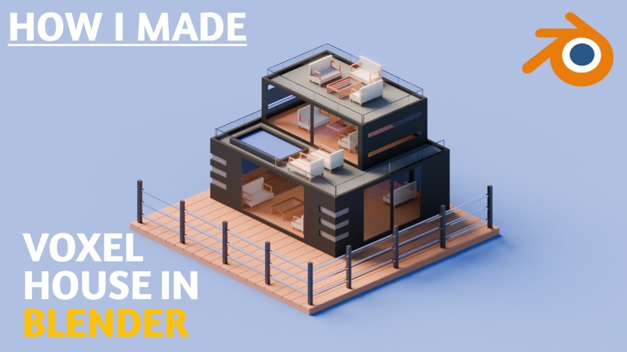 How to Create Voxel Style House Tutorial in Blender - YouTube
