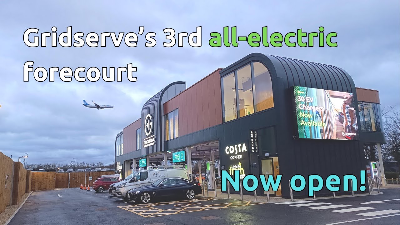 New Gridserve EV forecourt now open at Gatwick Airport (Jan 2024) - YouTube