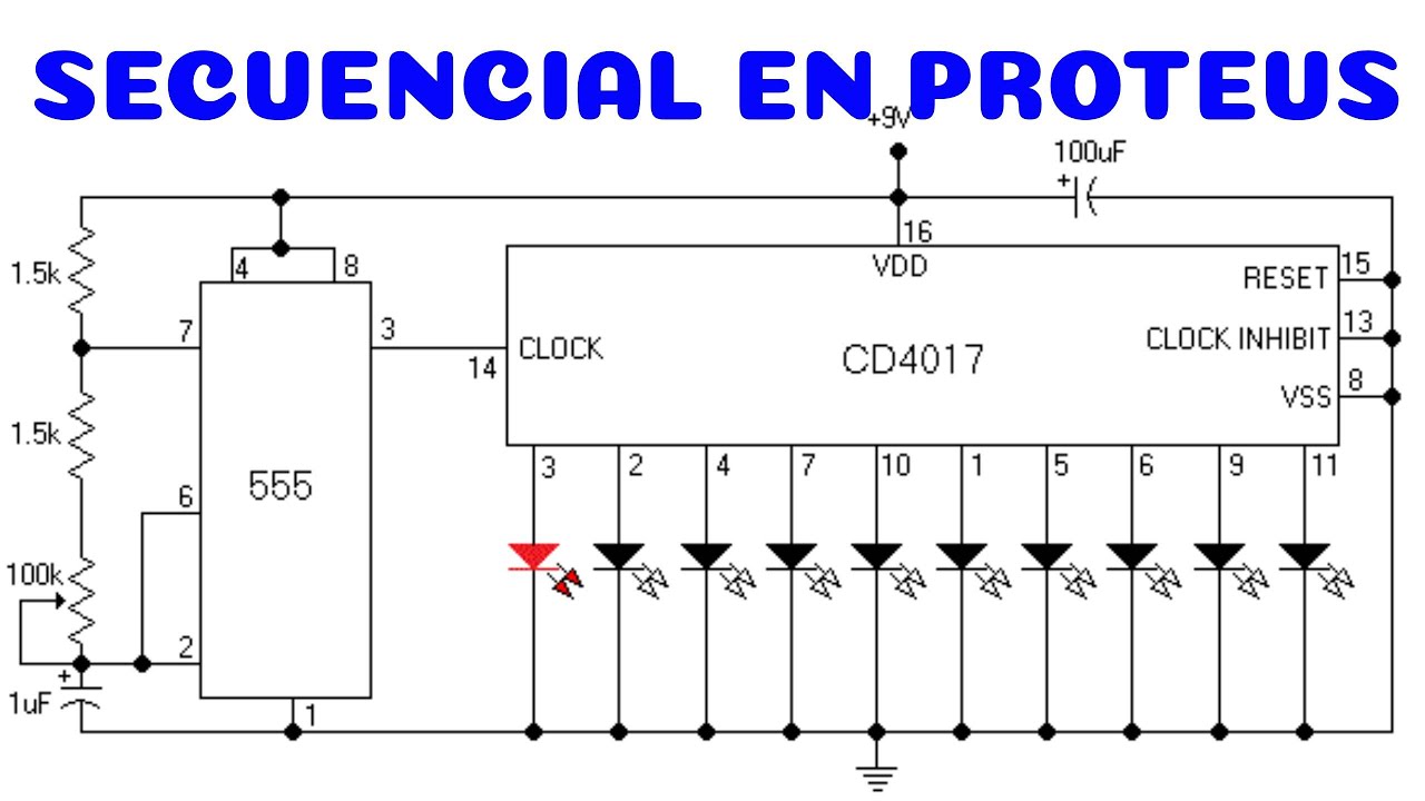Cómo hacer una secuencia de leds con 555 y 4017 - YouTube