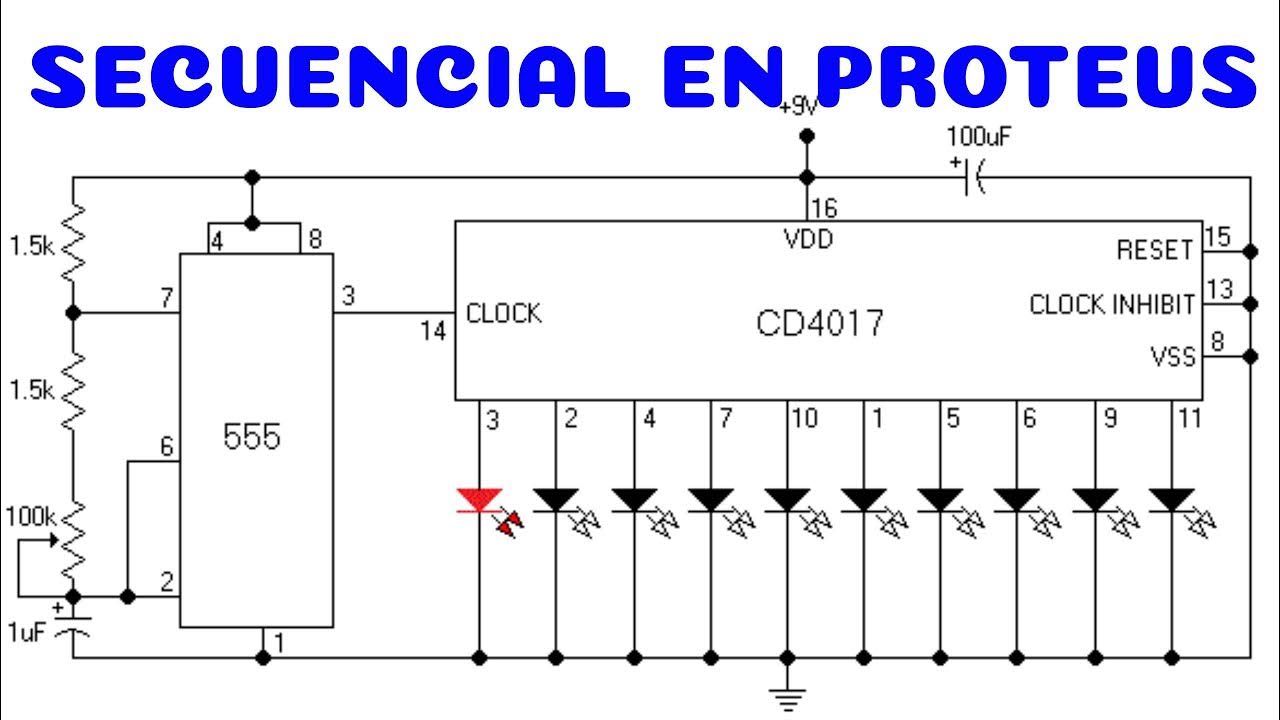 Cómo hacer una secuencia de leds con 555 y 4017 - YouTube