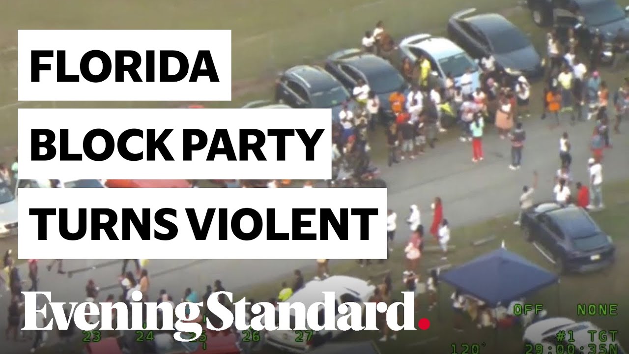 Moment a massive block party in Florida turns violent - YouTube