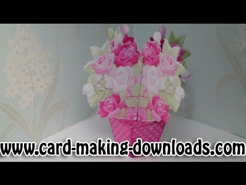 How To Make A 3D Flower Pot Card www Card Making Downloads com - YouTube
