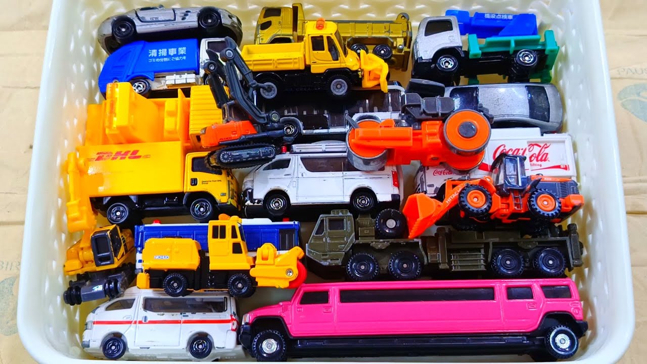 Diecast Model Cars Moving Up To The Box. Little cars go up the ramp ...