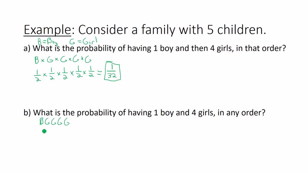 Probability Children Example Multiplication Rule - YouTube