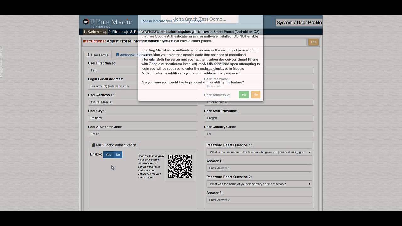 Enable and Use Multi Factor Authentication - E-File Magic - YouTube