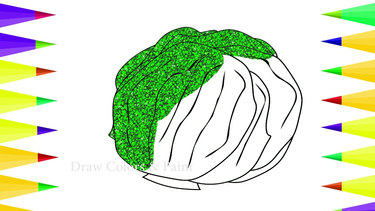 How To Draw Cabbage | Glitter Art For Kids | Cabbage | Coloring Cabbage ...