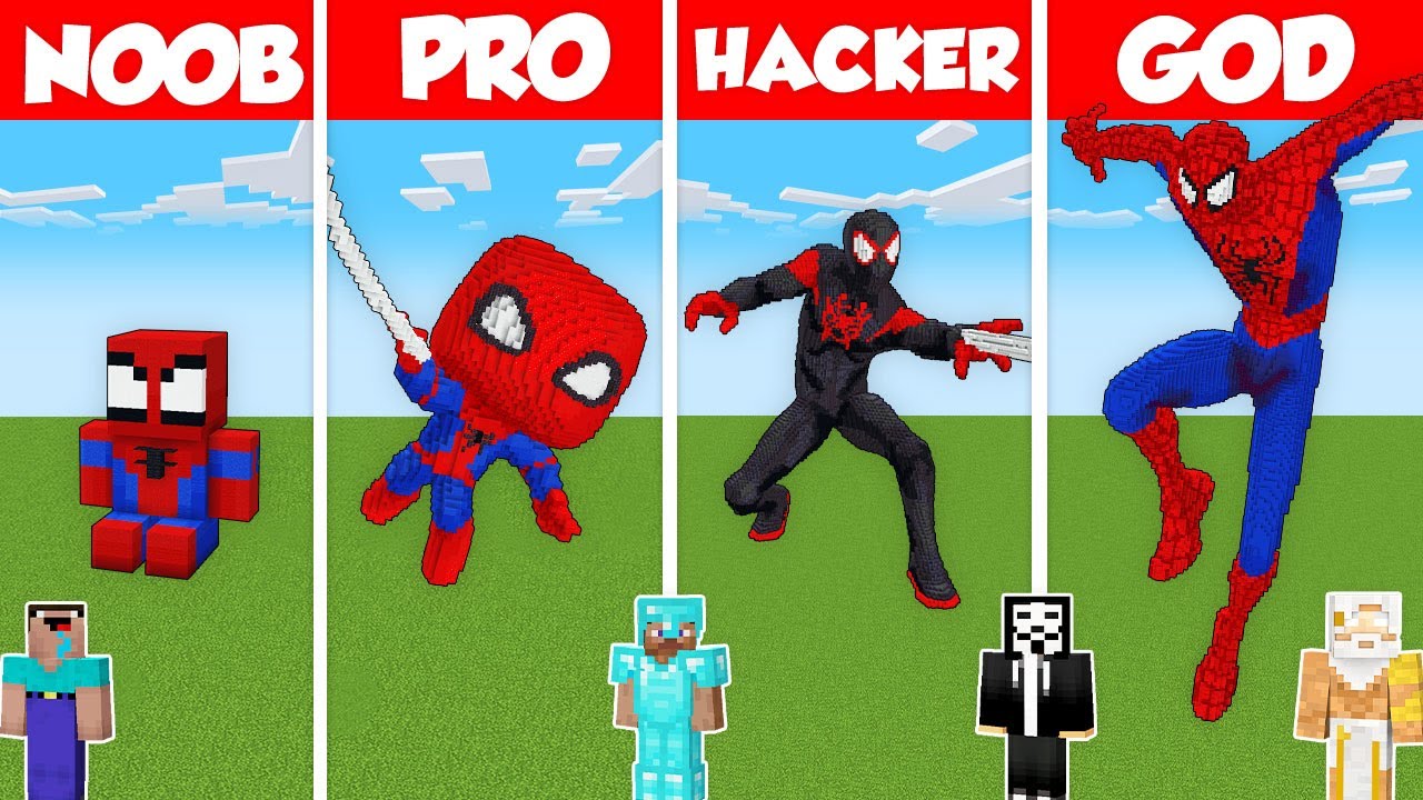 SPIDER MAN STATUE HOUSE BUILD CHALLENGE - Minecraft Battle: NOOB vs PRO ...