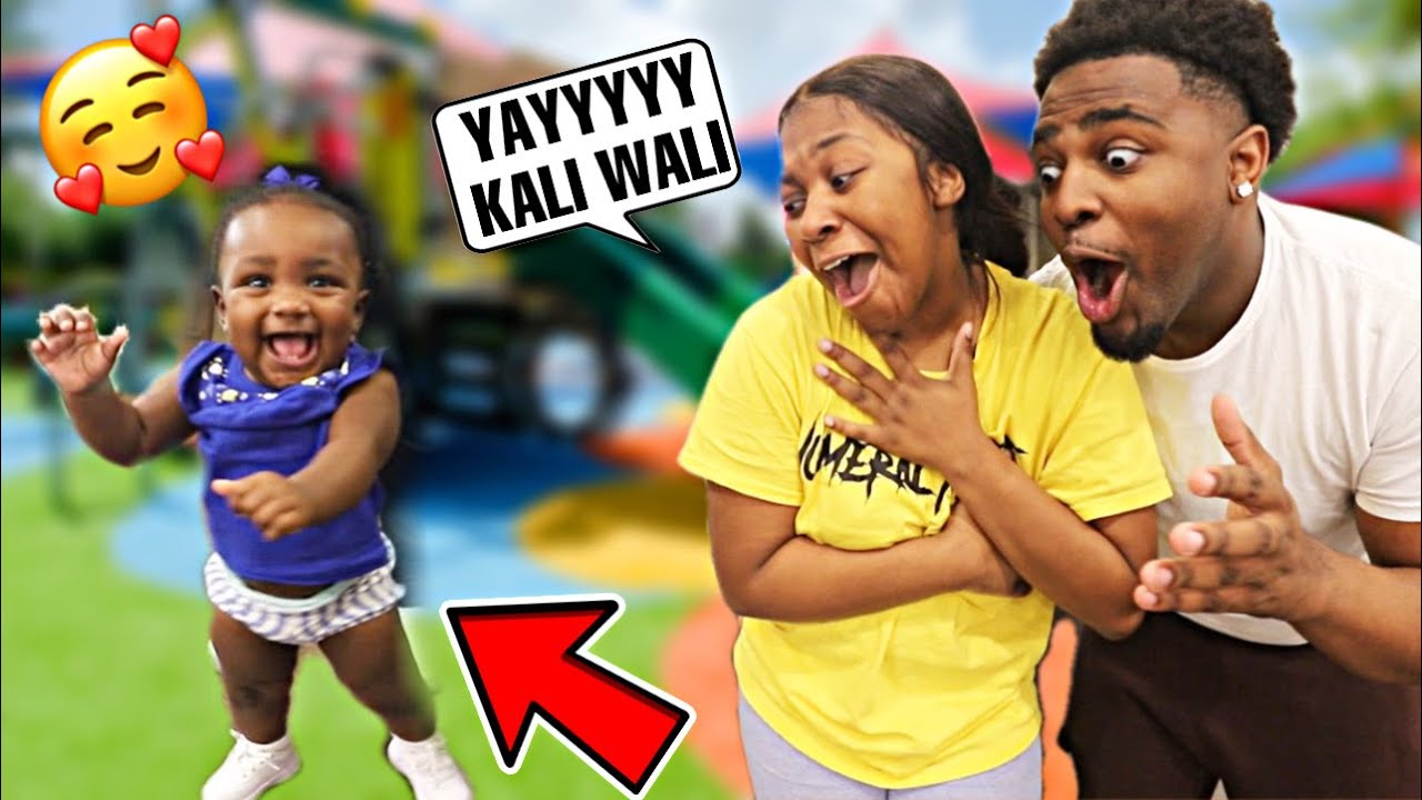 BABY KALI WALKS FOR THE FIRST TIME! *CRAZY REACTION* - YouTube