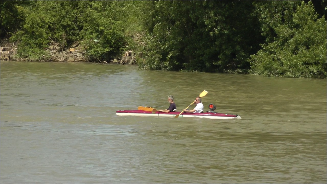 kayak on the Rhine River in Germany at km 491 - YouTube