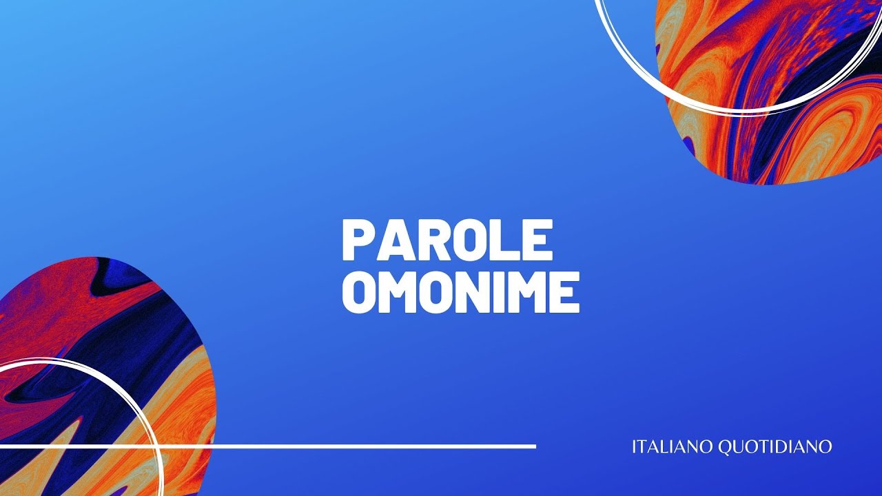Parole Omonime - YouTube