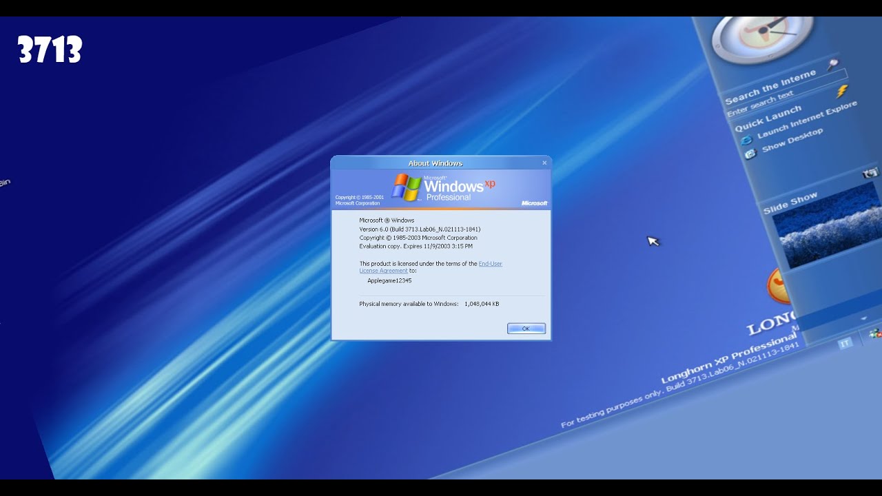 Longhorn 3713 - Longhorn builds (M3) | Thewindowsfanpage - YouTube