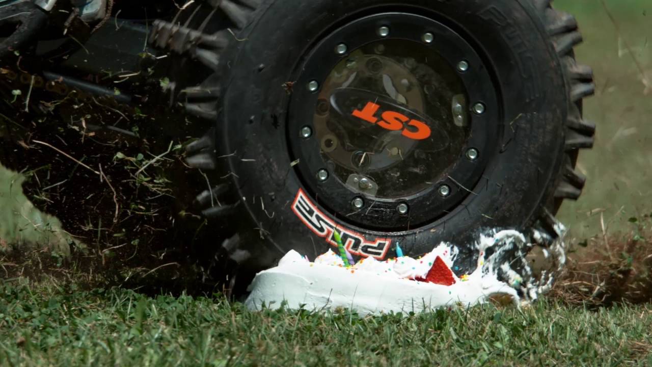 Cake Smashed by ATV in Super Slow Motion - YouTube