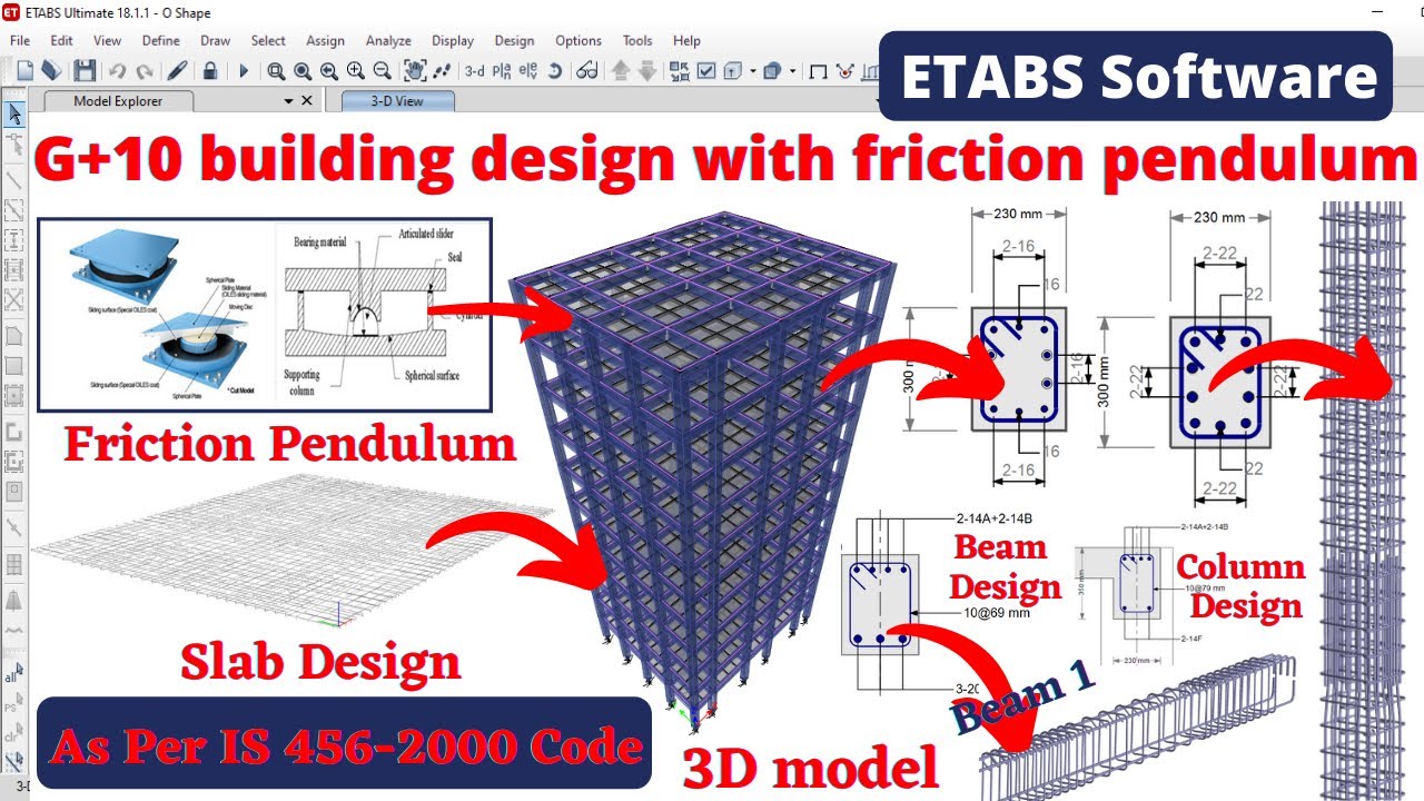G+10 building design with friction pendulum system using ETABS software ...