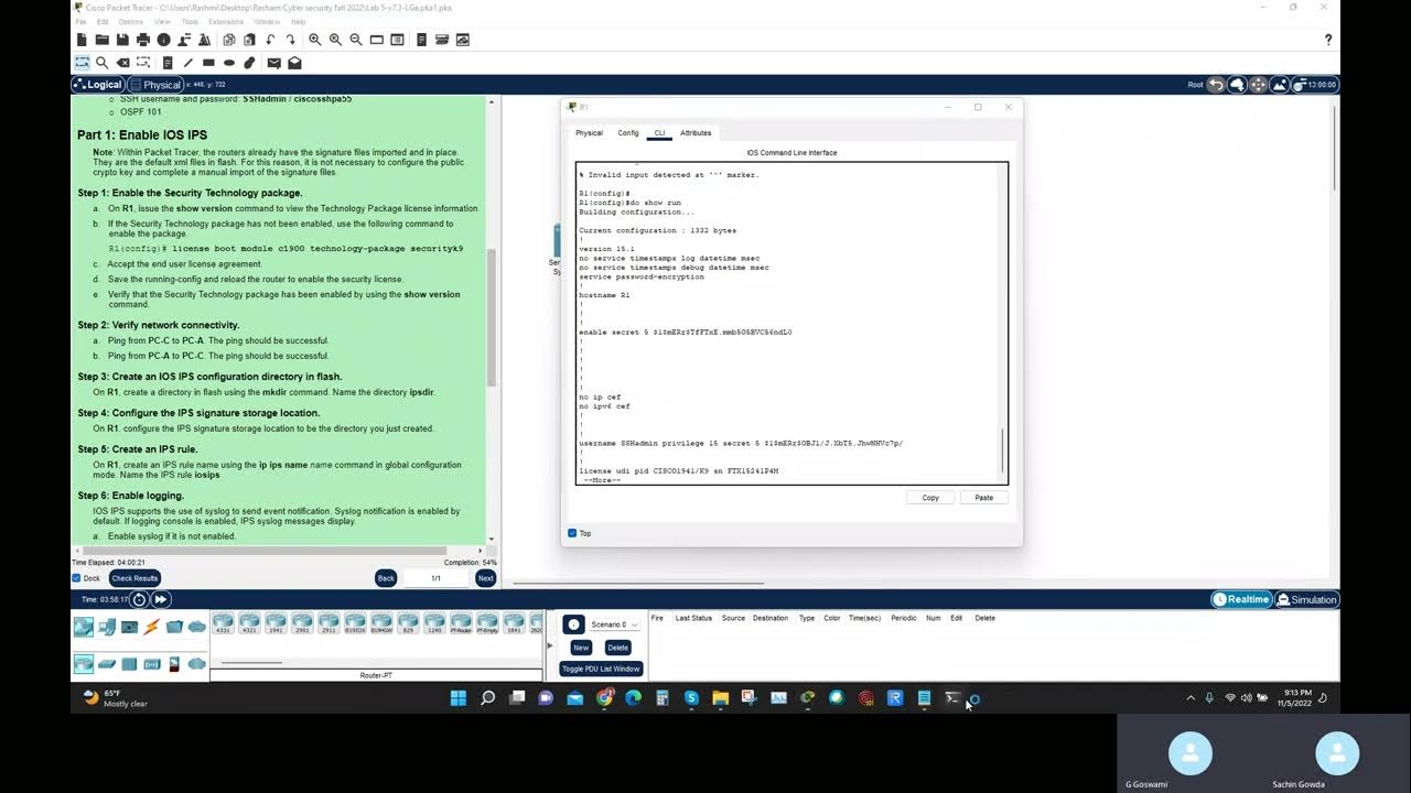 5 4 1 2 Packet Tracer Configure IOS Intrusion Prevention System IPS Using CLI - YouTube