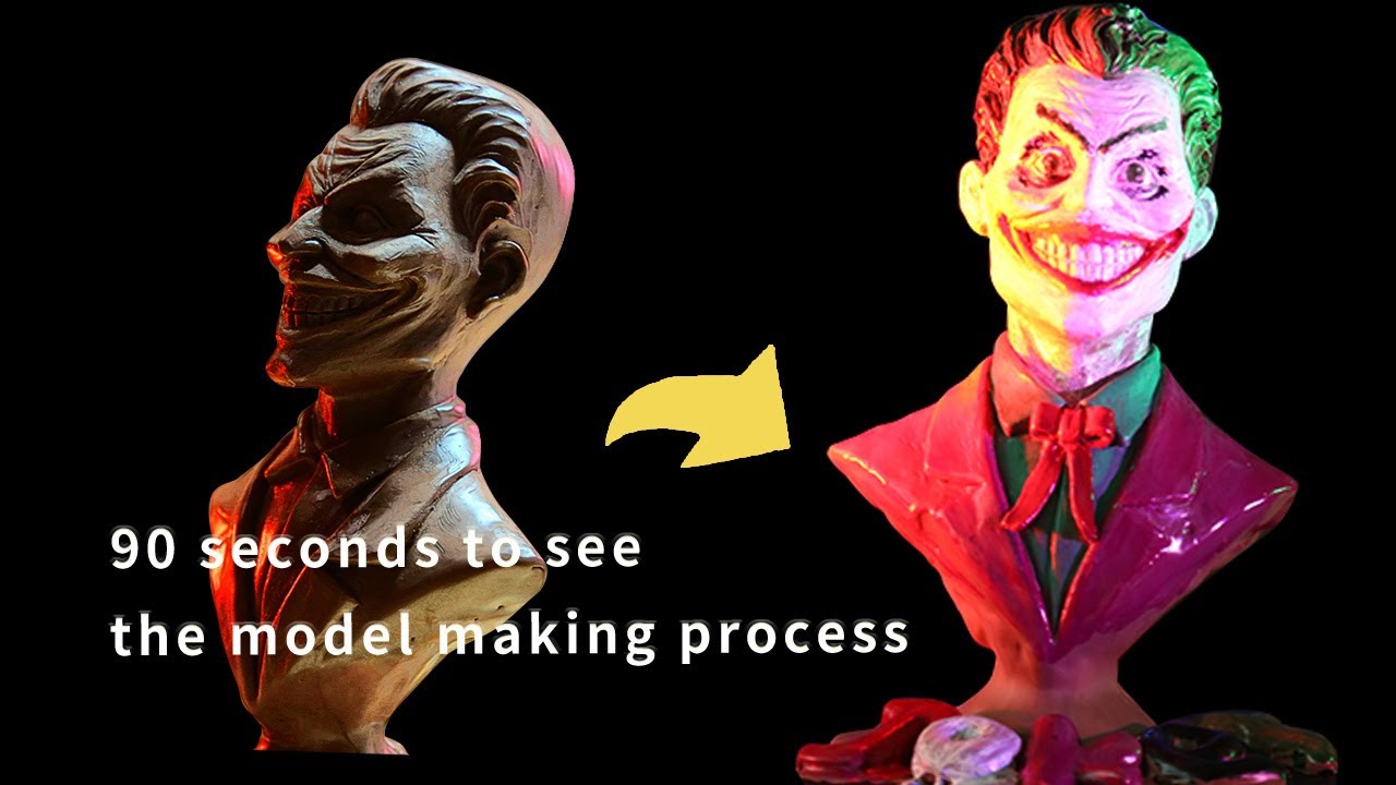 How to do it quickly clown joker clay hand sculpture DIy - YouTube