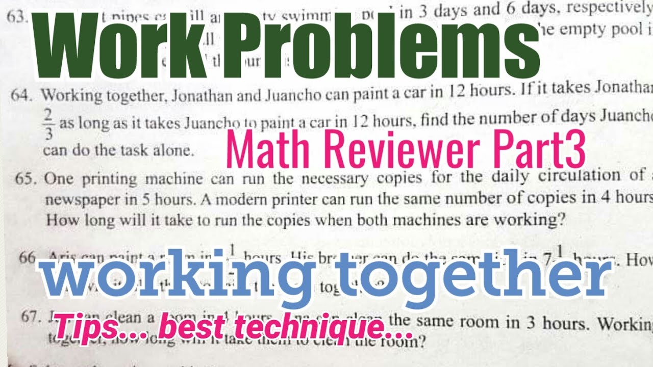 WORK PROBLEM Reviewer part3 | Working Together - YouTube