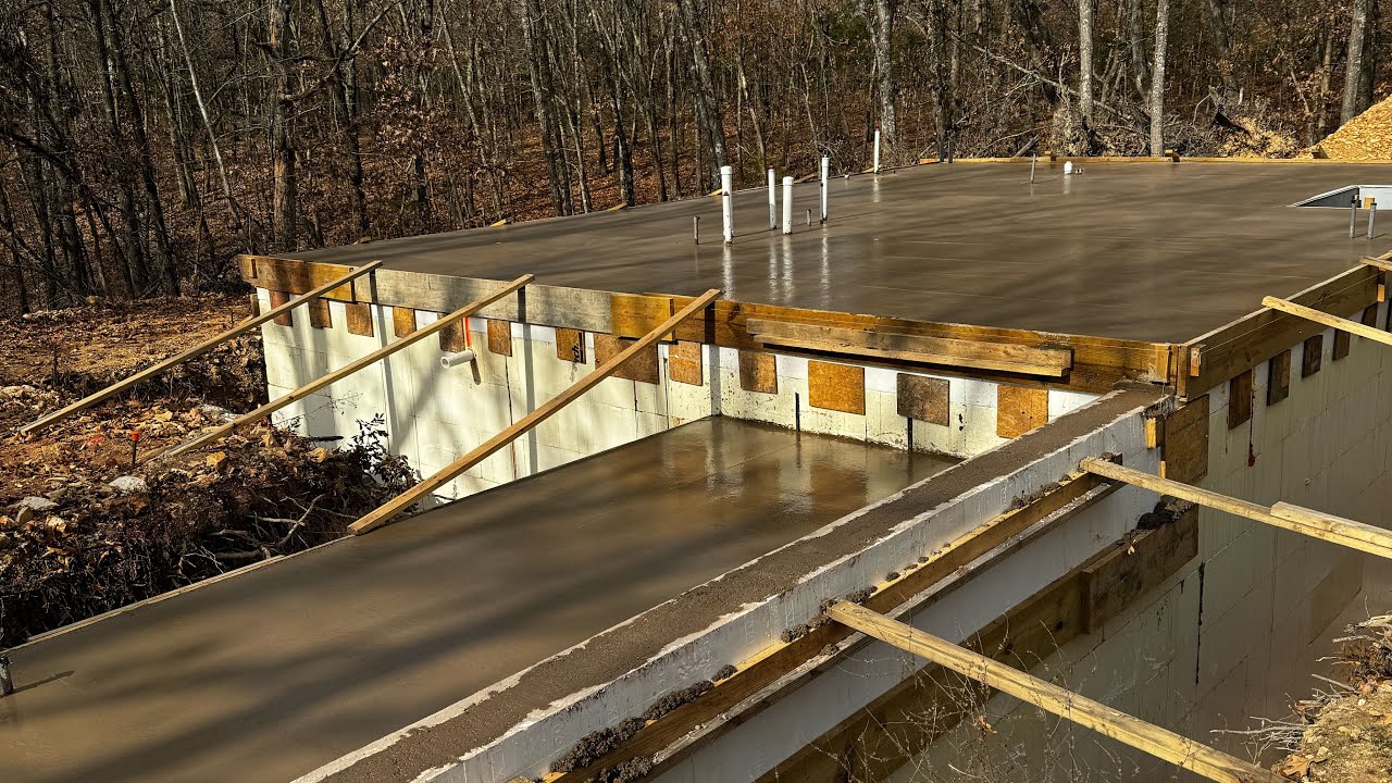 The ICF #Bunker Gets A Top! LiteDeck rough in plumbing. - YouTube