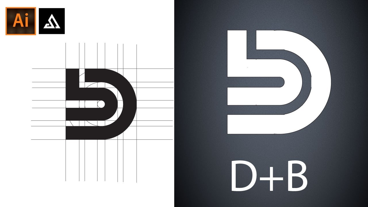 How to make (DB) monogram in illustrator by Sohail Officials - YouTube