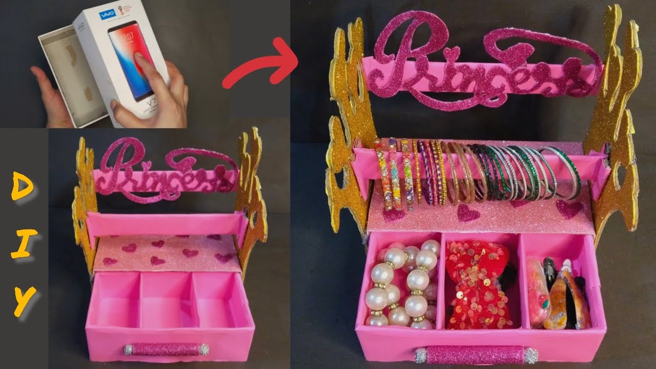 DIY Accessories Organizer Craft | Waste Mobile Phone Box Reuse Idea ...