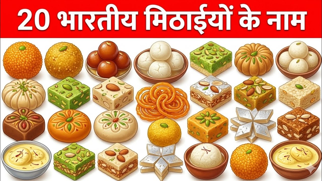 20 भारतीय मिठाईयों के नाम | Learn 20 Indian Sweets Names with Pictures ...