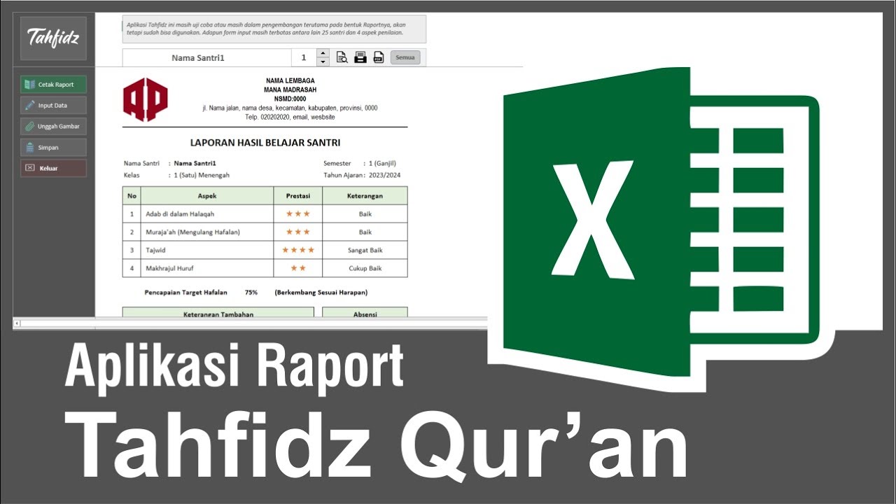 Aplikasi Raport Tahfidz Excel - YouTube