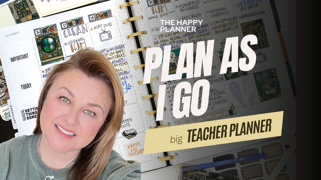 Plan As I Go | Planner Set Up | BIG Teacher Happy Planner | Stamping ...